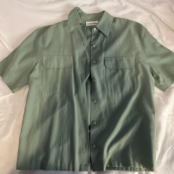 Tops | Green Womans Collared Button Up | Poshmark